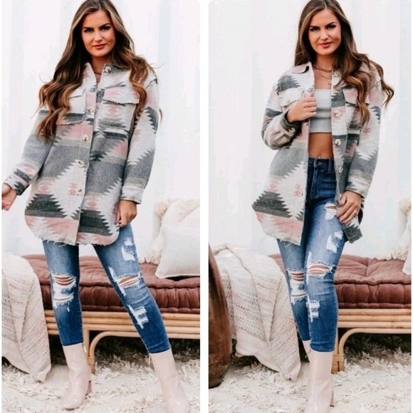 Polagram | Jackets & Coats | Polagram Western Aztec Raw Edge Fringe ...